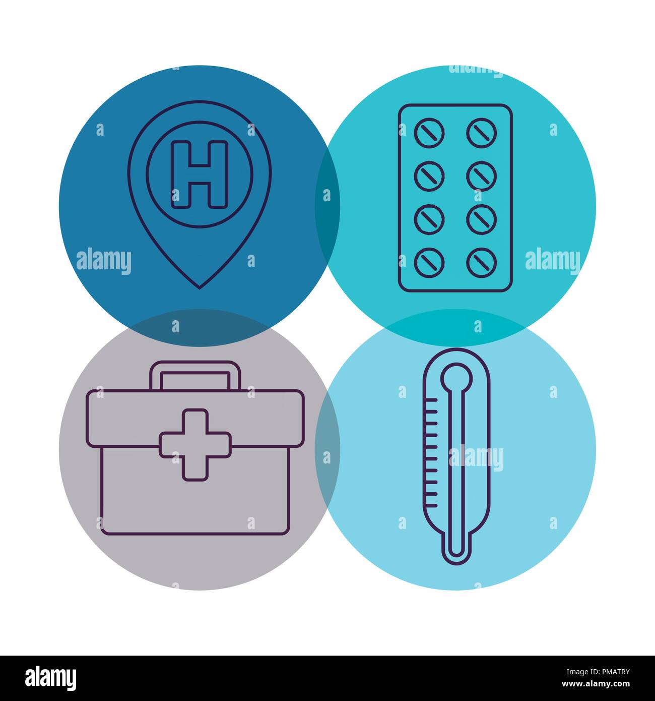 First aid icon set over colorful circles and white background, vector ...