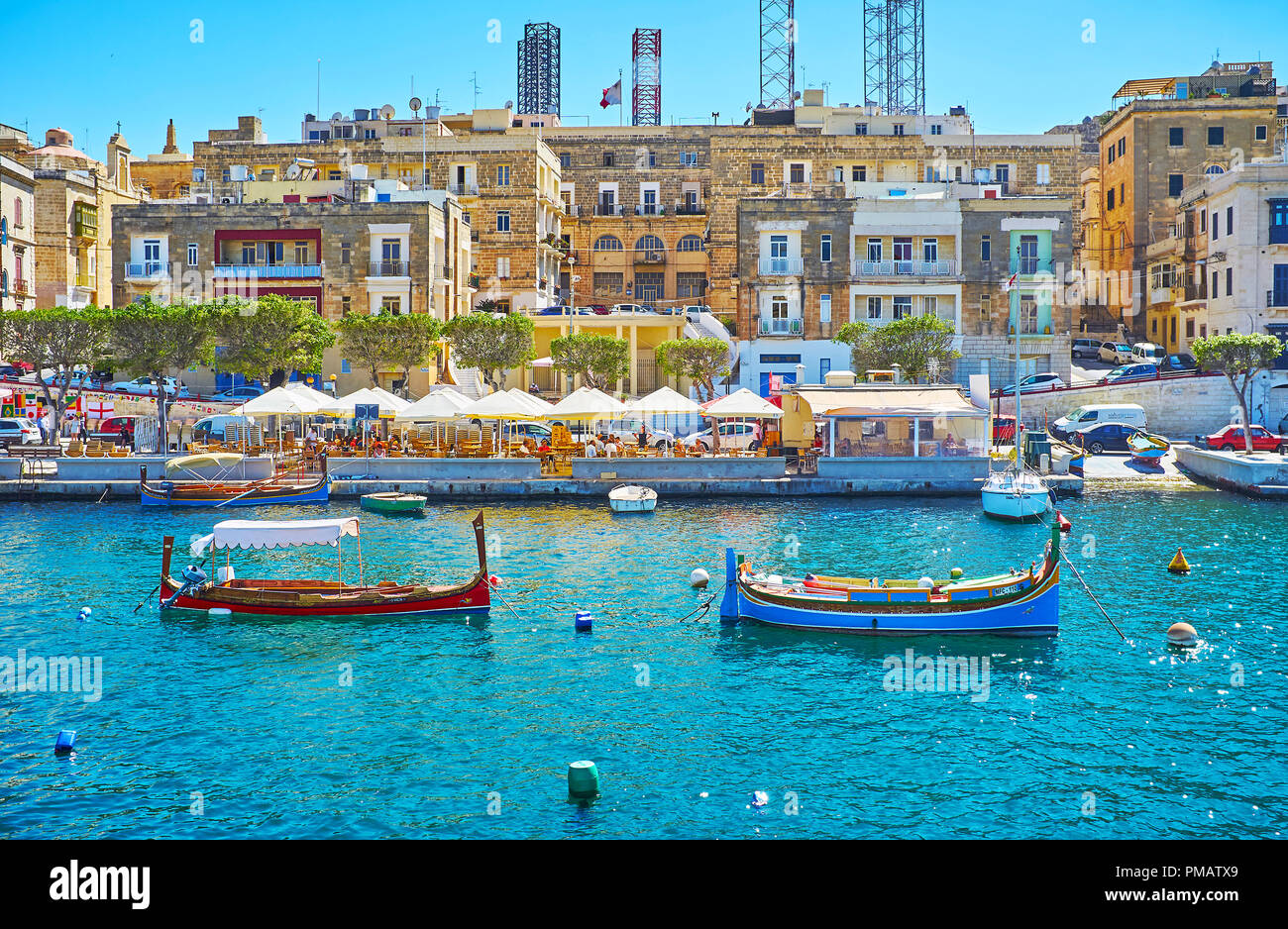 SENGLEA, MALTA - JUNE 17, 2018: The colorful wooden dghajsa Maltese ...