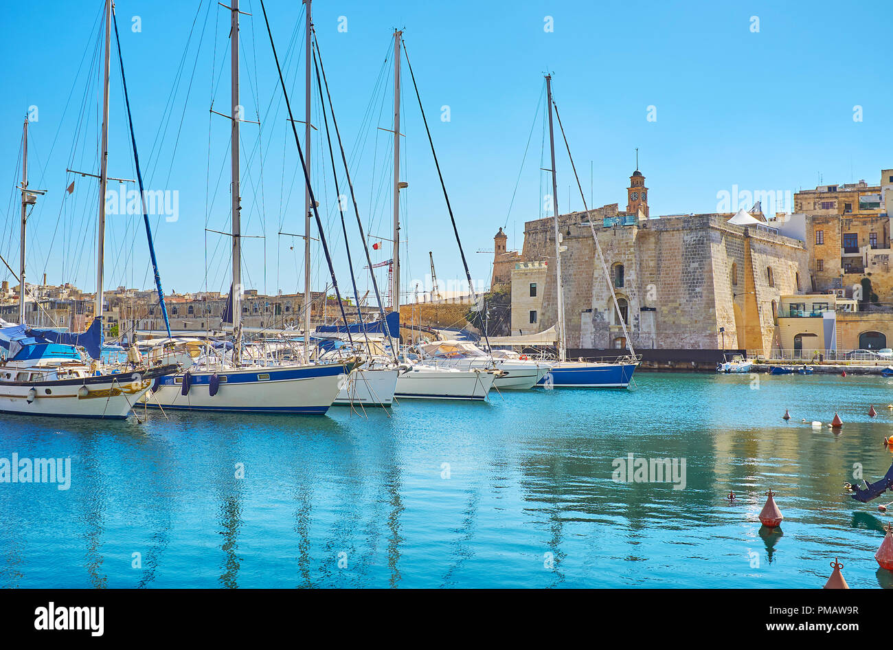 The harbour of medieval Birgu overlooks the fortifications of Senglea ...