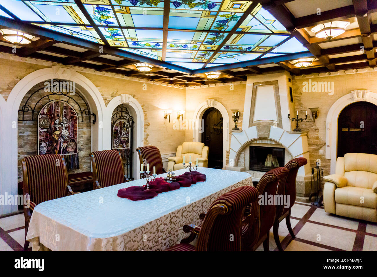 CRICOVA, MOLDOVA - JANUARY 01, 2015: Underground wine sampling hall ...