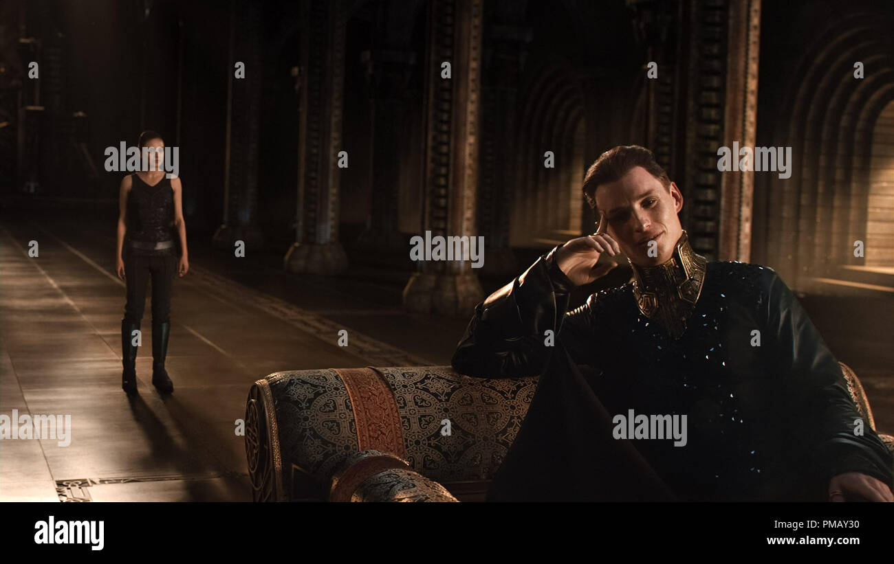 Jupiter Ascending (2015) MILA KUNIS as Jupiter Jones and EDDIE REDMAYNE ...