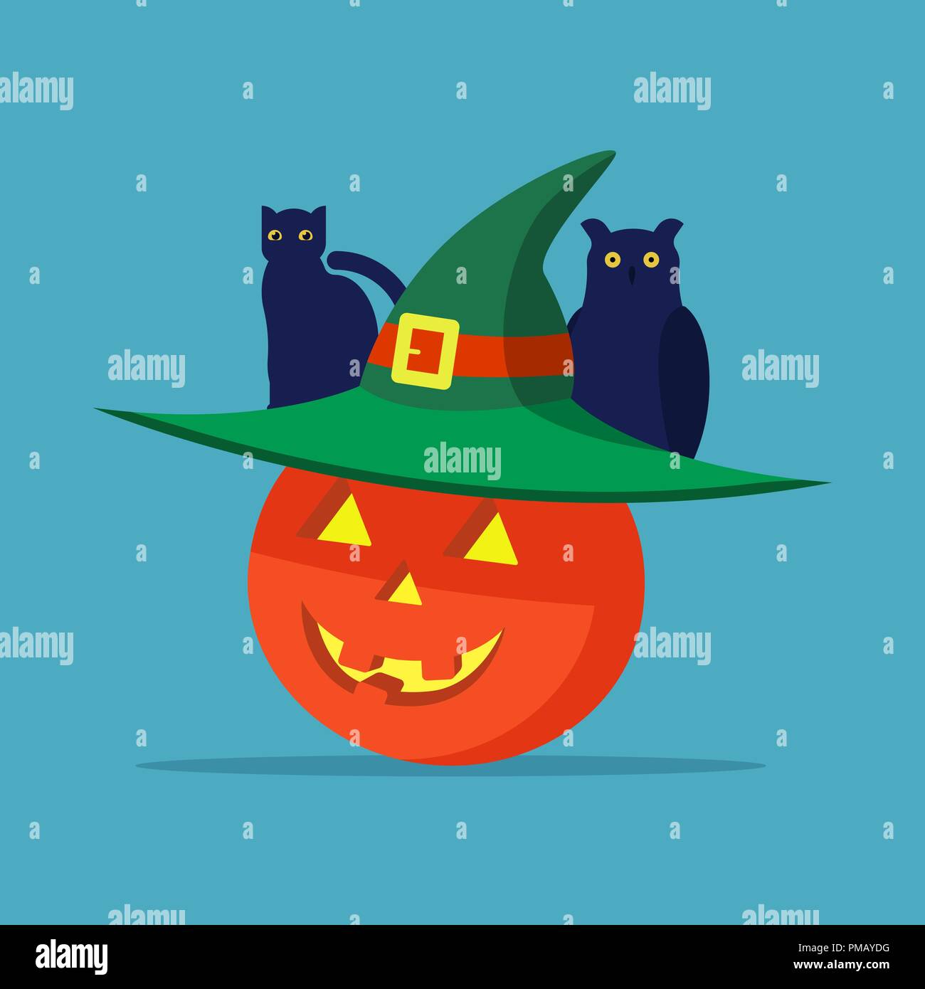 Owl witch hat on Stock Vector Images - Alamy