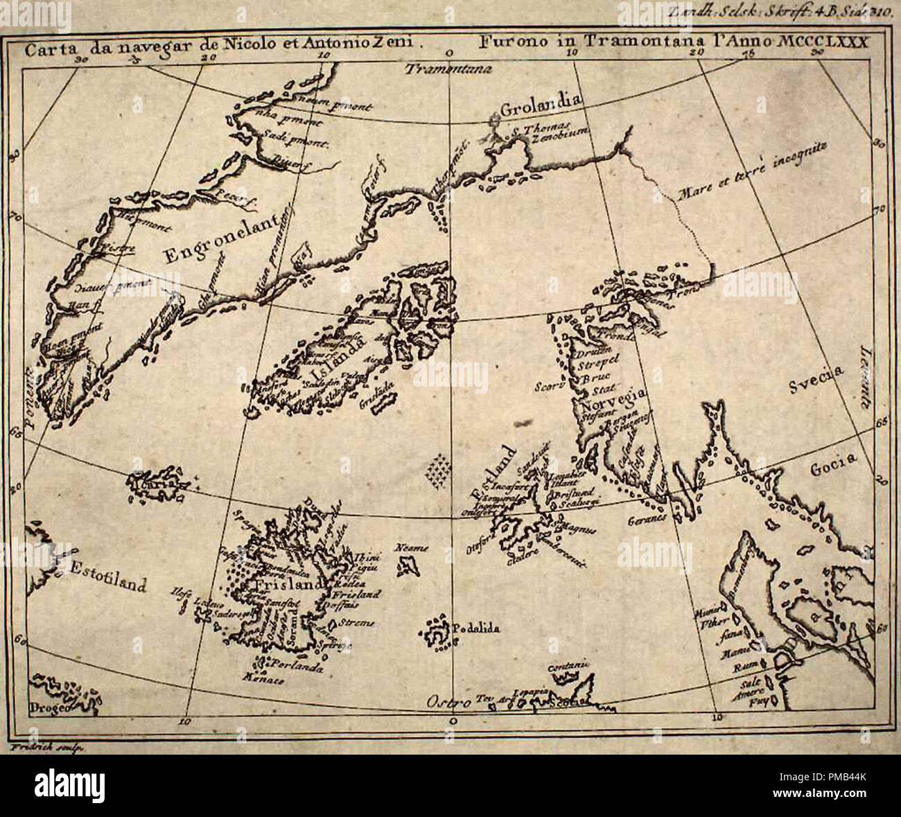 The Zeno map 1558 Stock Photo - Alamy