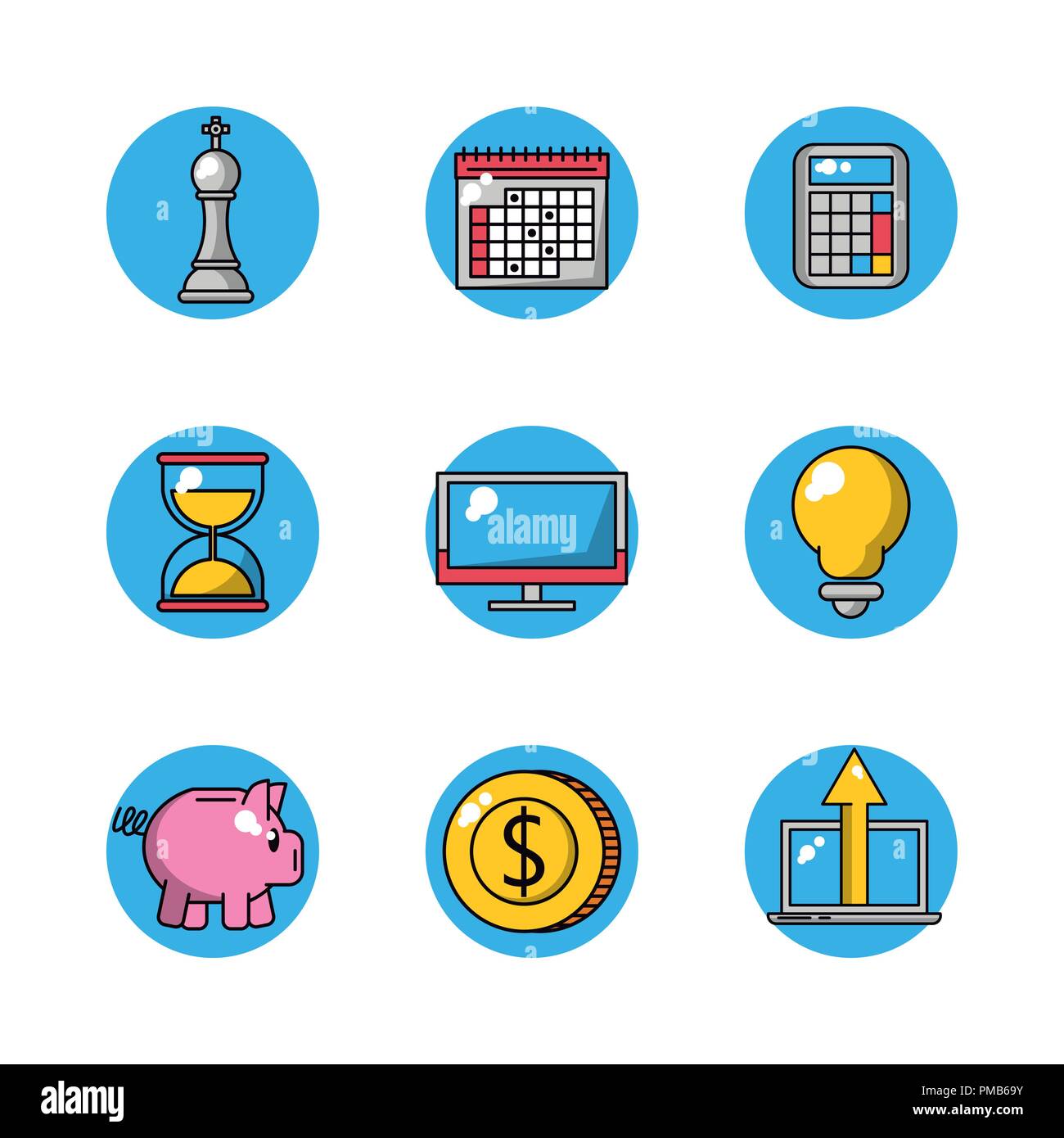 Set of business round icons Stock Vector Image & Art - Alamy