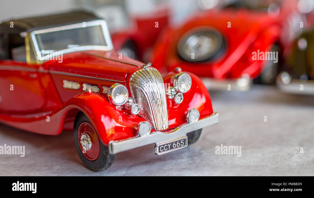 collection of old car model. replica of vintage car. collectible toy ...
