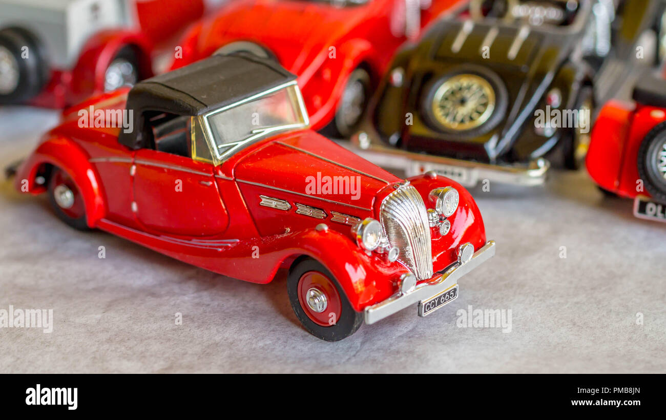 collection of old car model. replica of vintage car. collectible toy ...