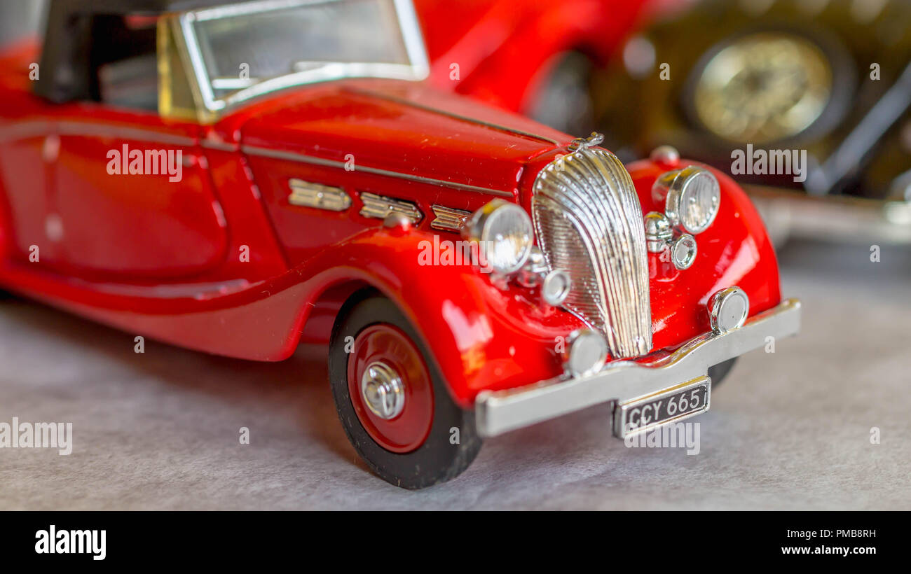 collection of old car model. replica of vintage car. collectible toy ...