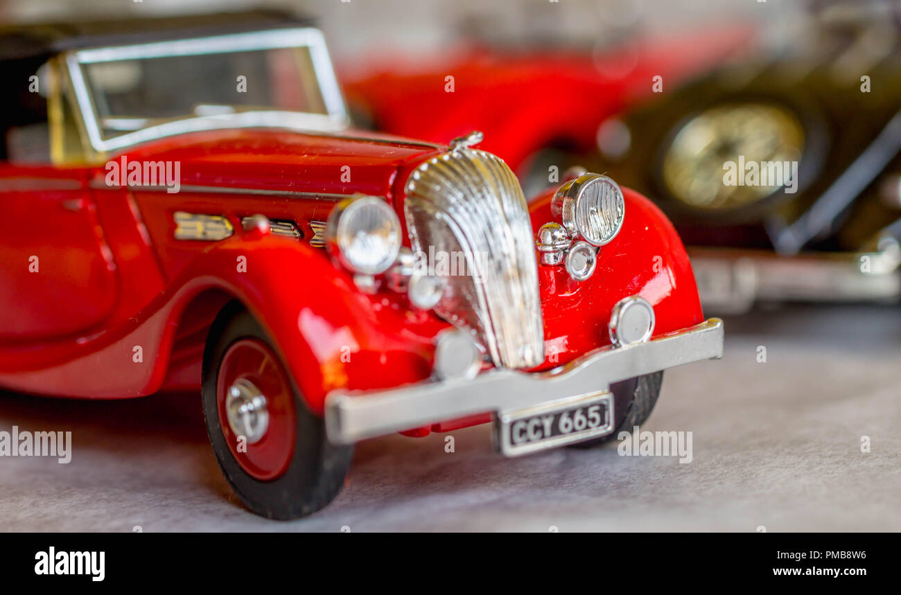 collection of old car model. replica of vintage car. collectible toy ...