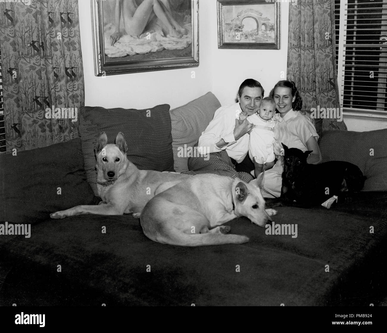 Bela Lugosi, with family at home, (wife Lillian Arch and infant son ...
