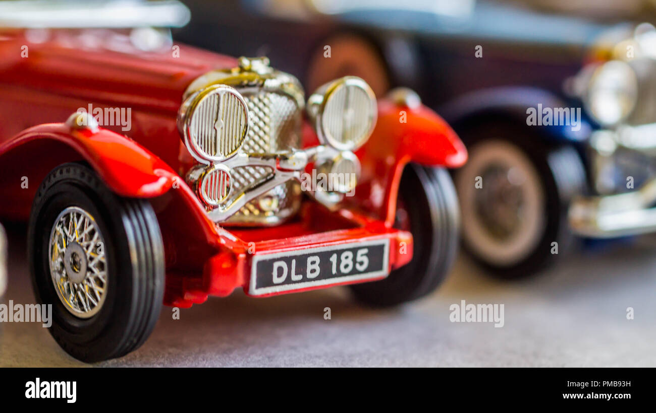 collection of old car model. replica of vintage car. collectible toy ...