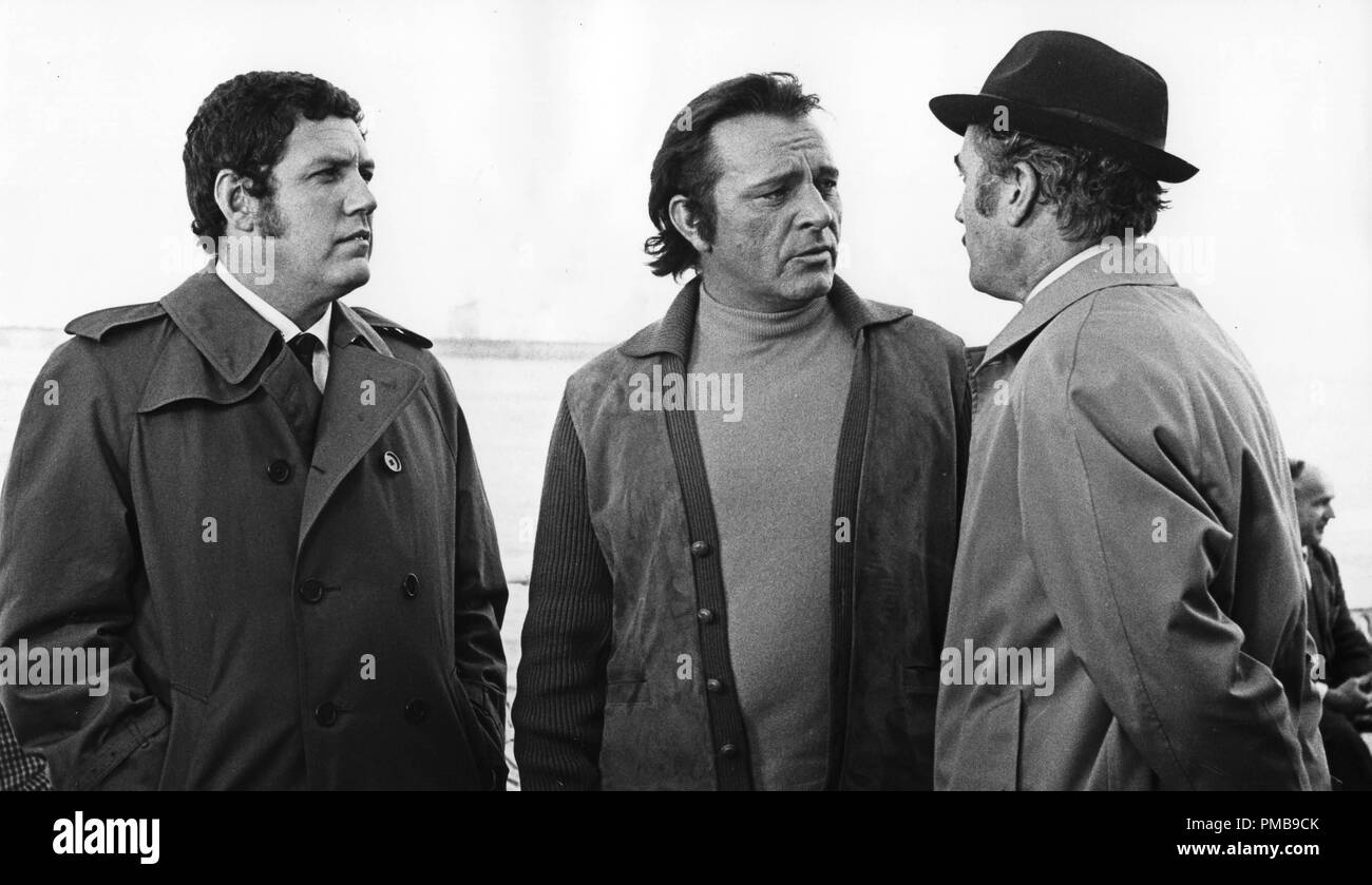 Colin Welland, Richard Burton, Nigel Davenport during the filming of ...