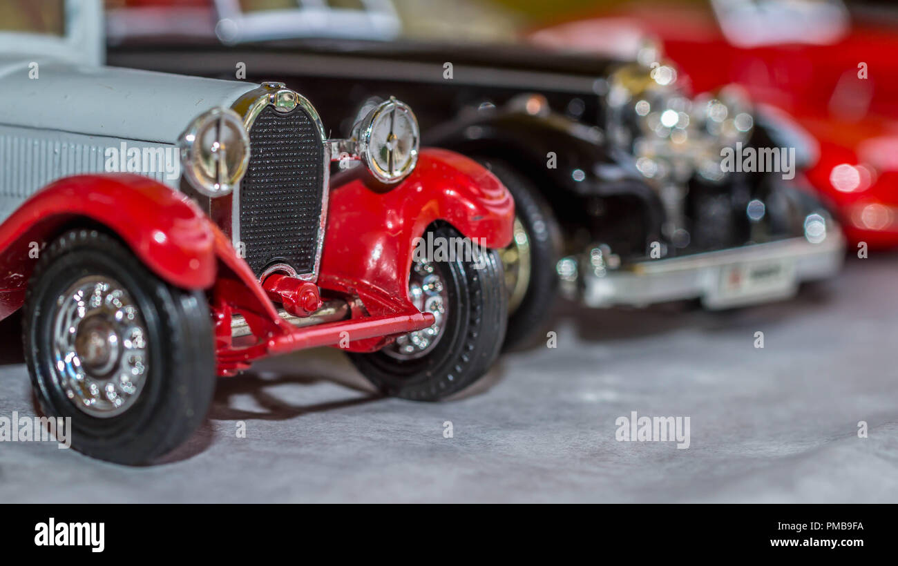 collection of old car model. replica of vintage car. collectible toy ...