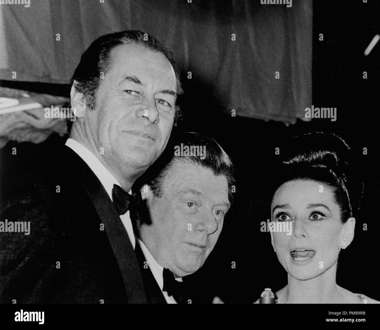Rex Harrison, Arthur Godfrey and Audrey Hepburn at the premiere of "My ...