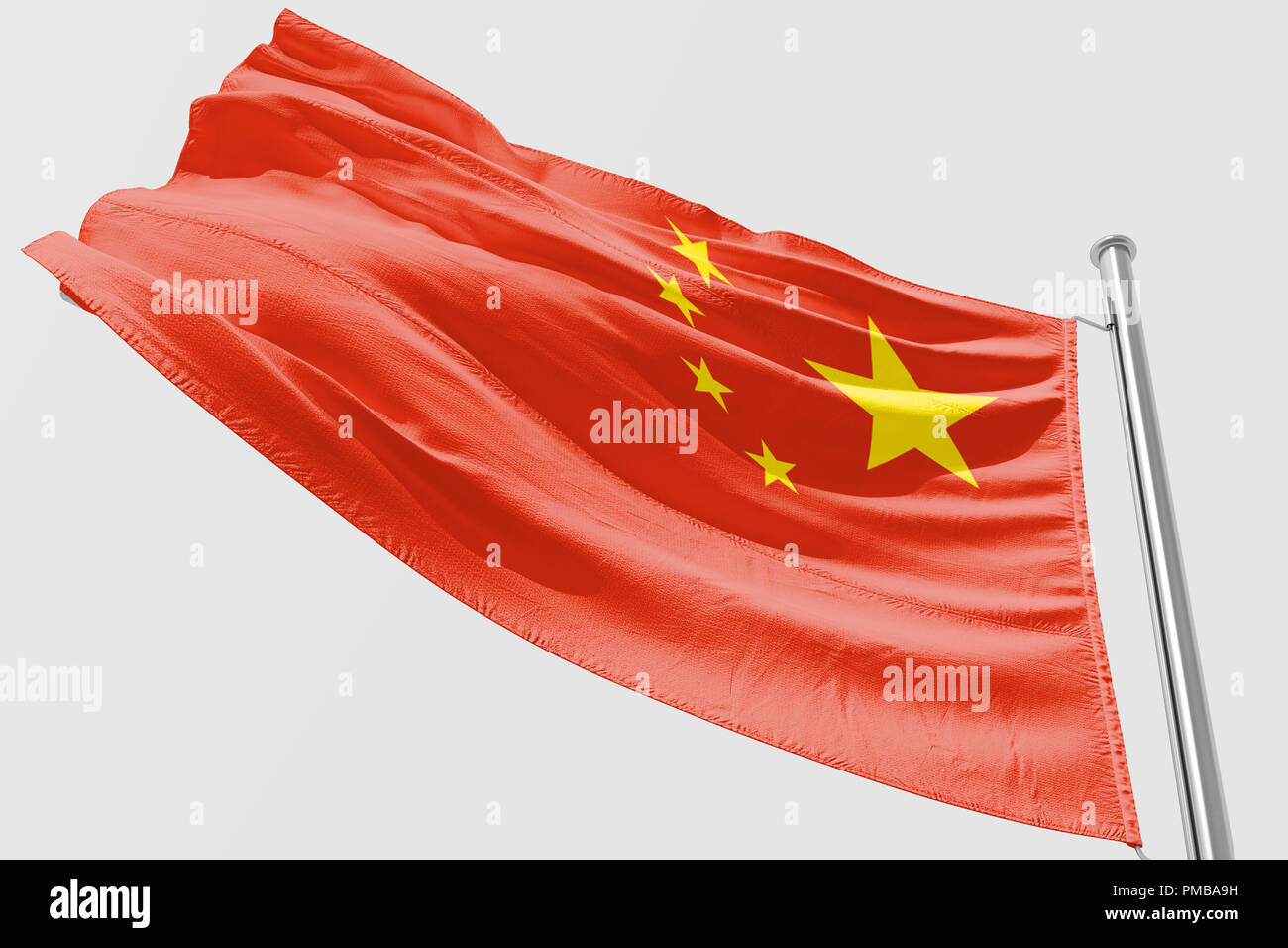 Isolated China Flag waving 3d Realistic China Flag Rendered Stock Photo ...