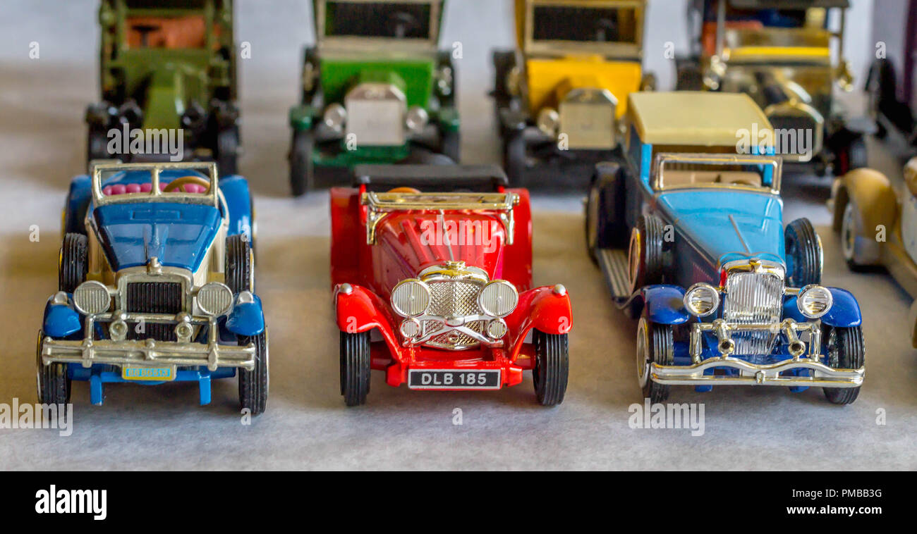 collection of old car model. replica of vintage car. collectible toy ...