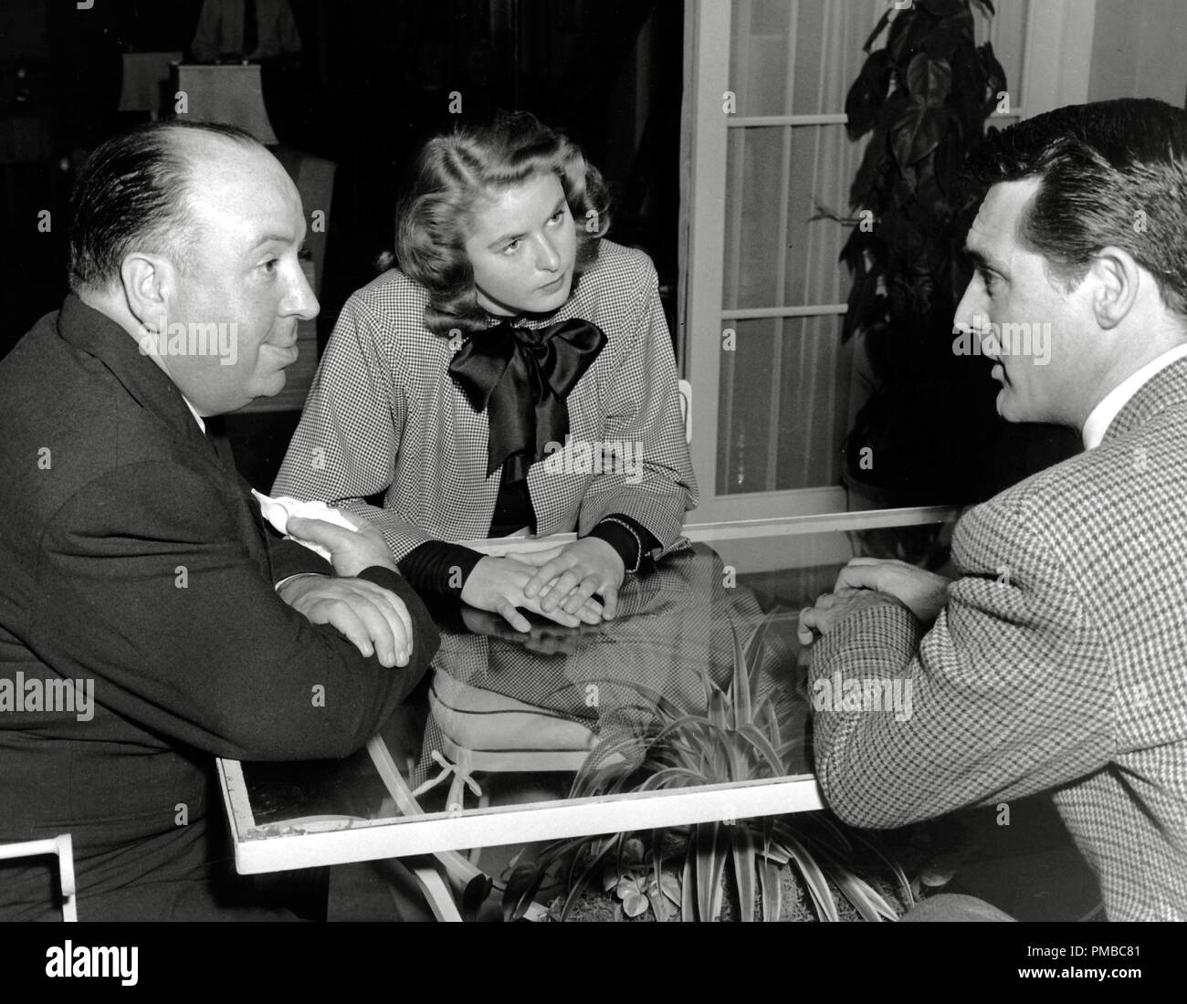 Director Alfred Hitchcock, Ingrid Bergman and Cary Grant on the set of ...