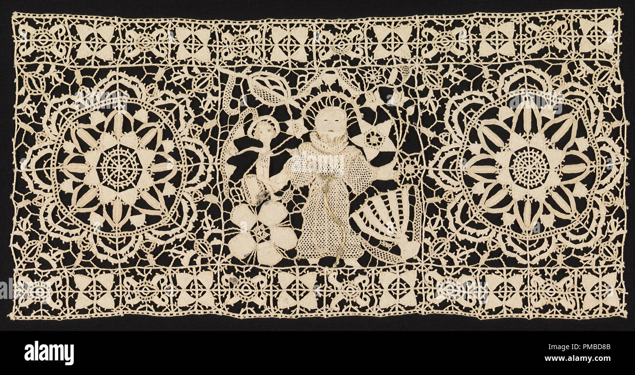 Border. Date/Period: Early 17th century. Border. Medium: linen, gold ...