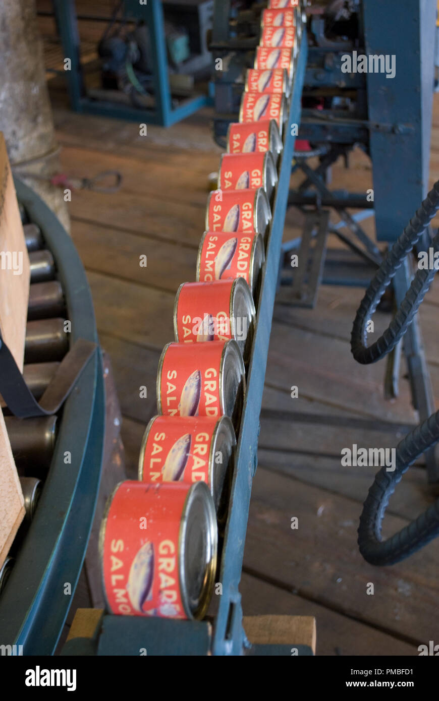 Canned salmon display at the Gulf of Georgia Cannery Museum in ...