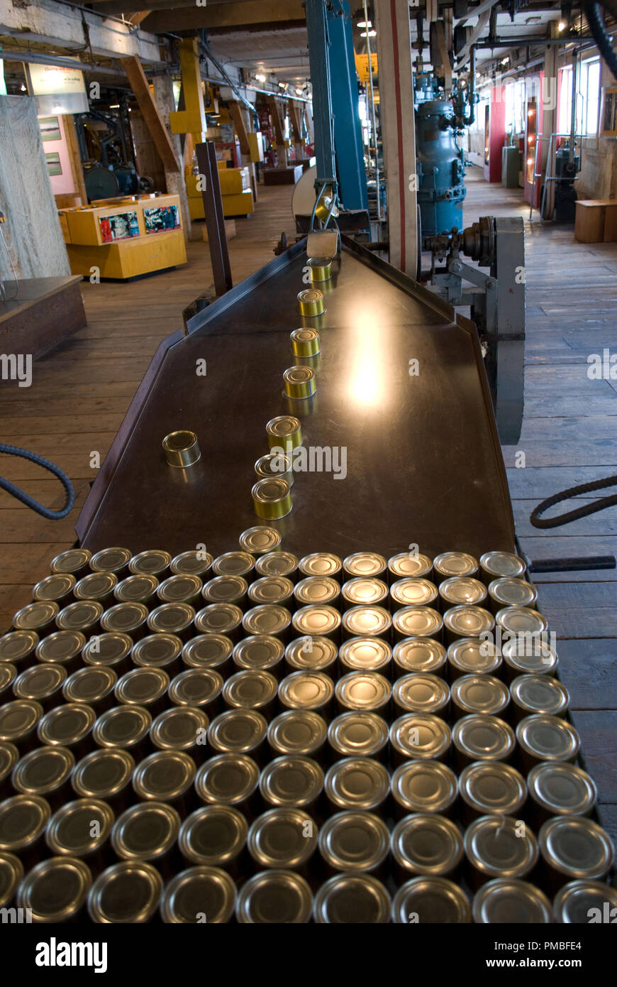 Canned salmon display at the Gulf of Georgia Cannery Museum in ...