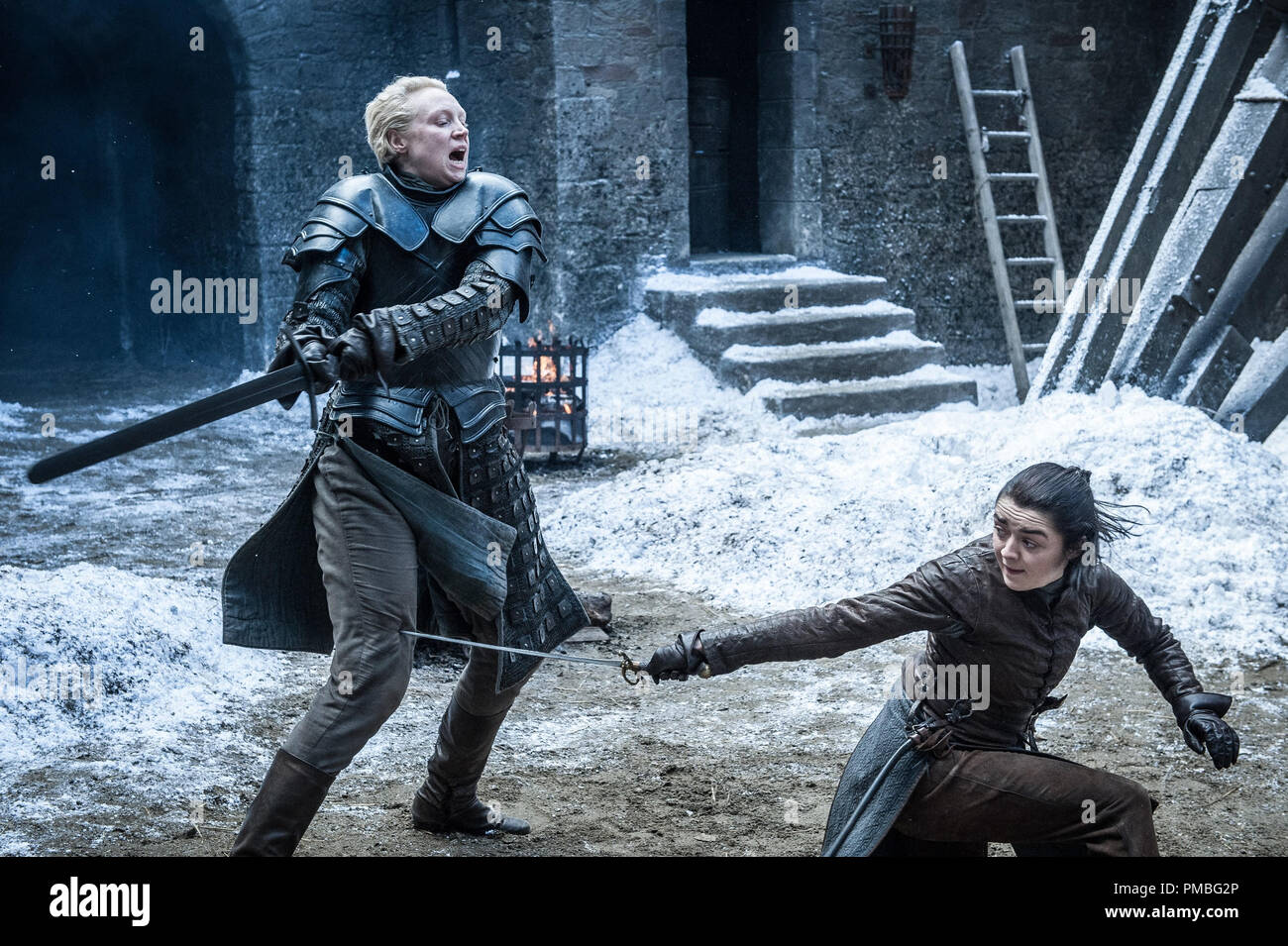 Gwendoline Christie, Maisie Williams, "Game of Thrones" (2017) Season 7 ...