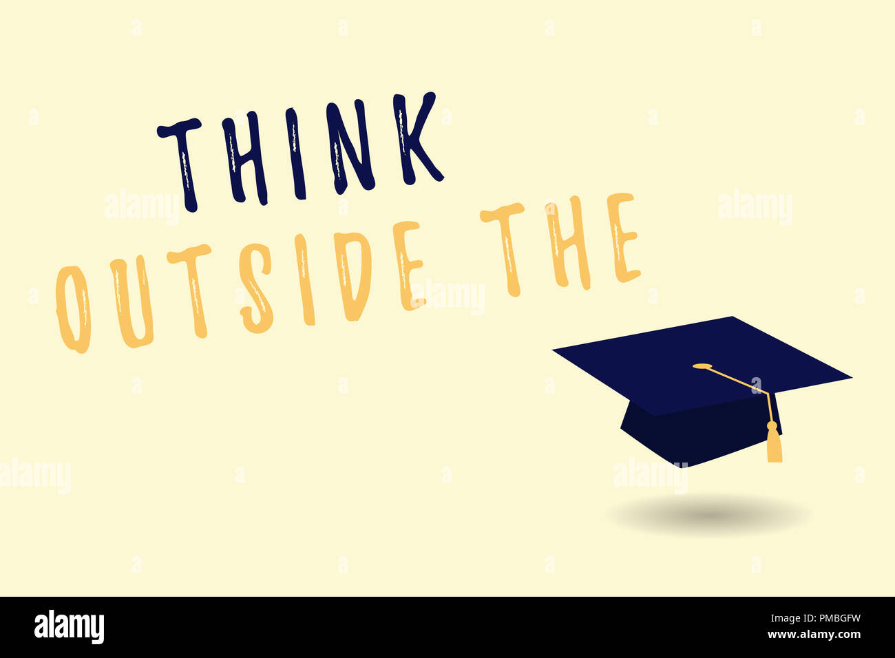 Text sign showing Think Outside The. Conceptual photo Creative Thinking ...