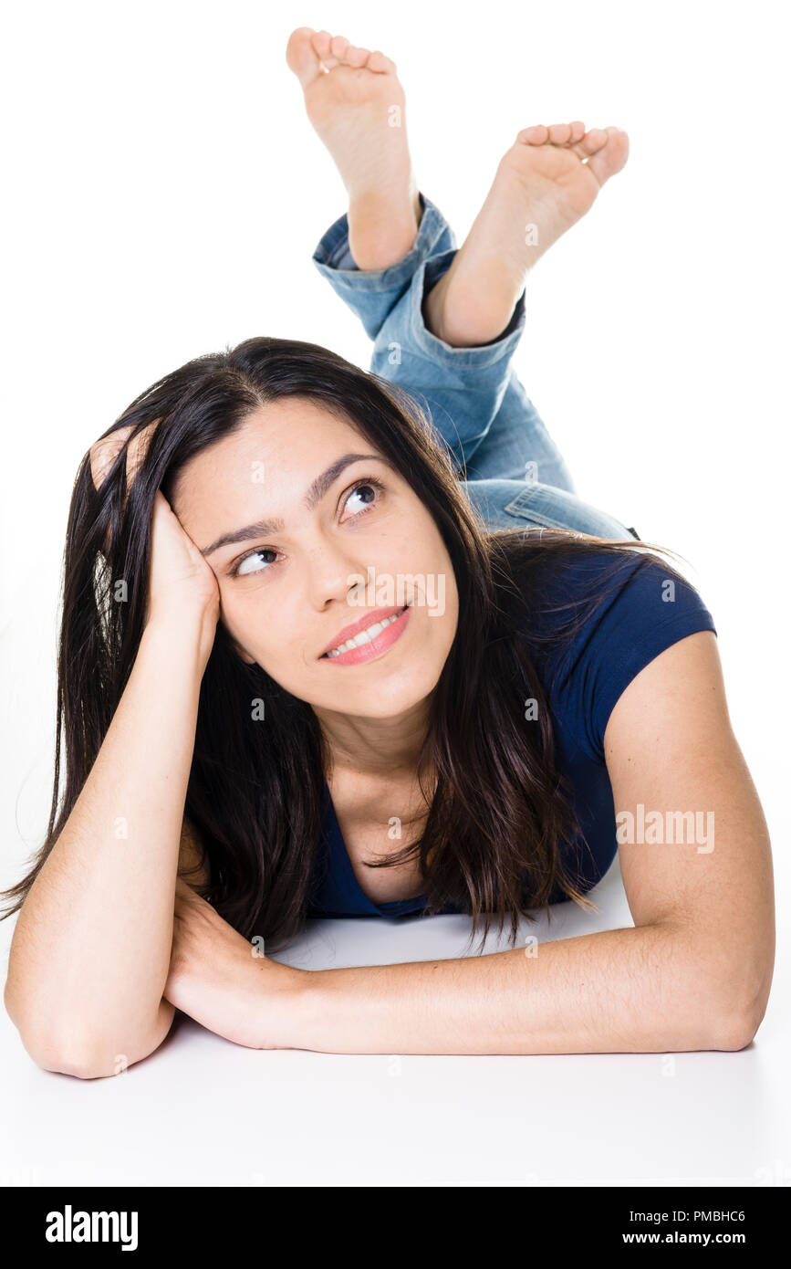 Lady lying down Cut Out Stock Images & Pictures - Alamy
