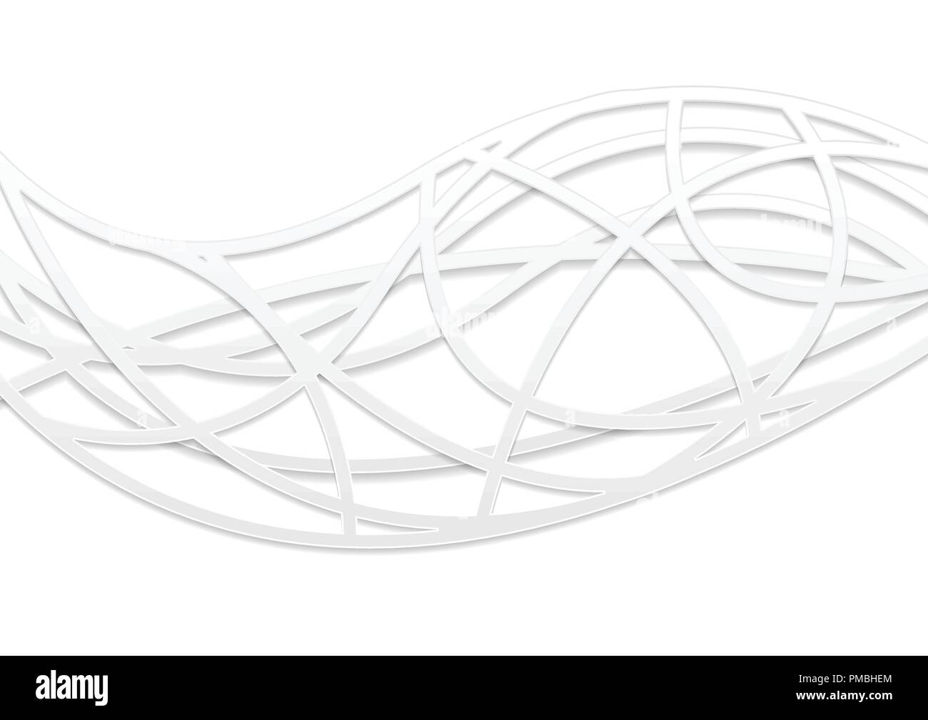 Abstract white corporate wavy pattern background. Curved paper lines ...