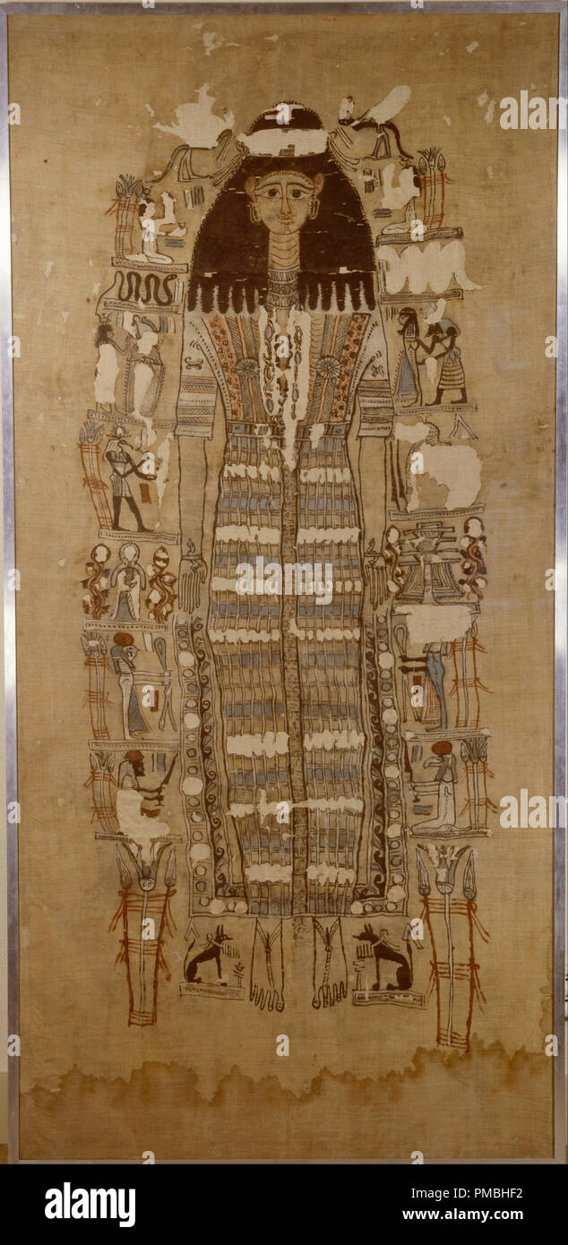 Mummy girl Sensaos. Date/Period: 109. Shroud. Height: 212 mm (8.34 in ...