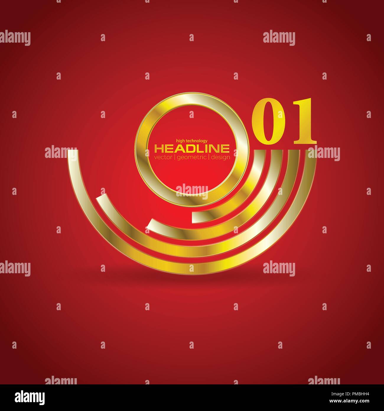 Abstract golden branding logo on bright red background. Vector emblem ...