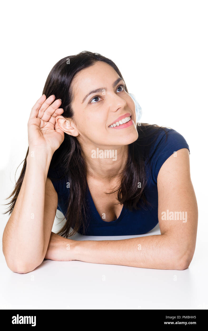 Woman with hearing loss or hard of hearing Stock Photo - Alamy