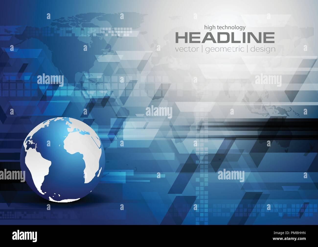 Blue tech abstract background with globe. Modern futuristic vector design Stock Vector Image ...