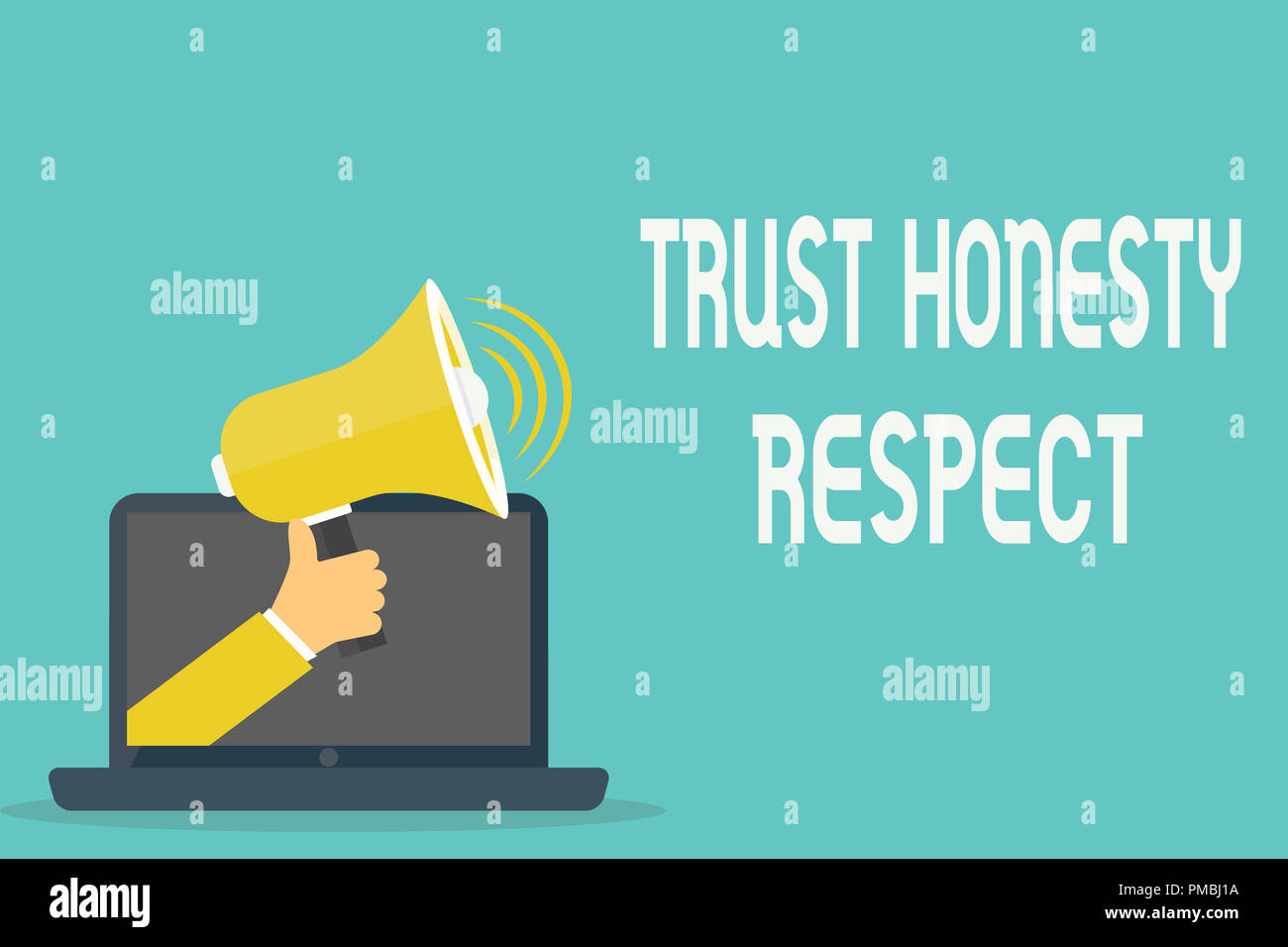 Handwriting text Trust Honesty Respect. Concept meaning Respectable ...