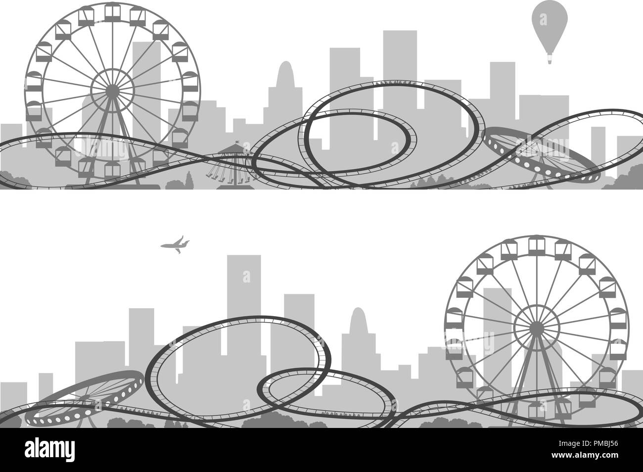 Amusement Park Silhouette Vector