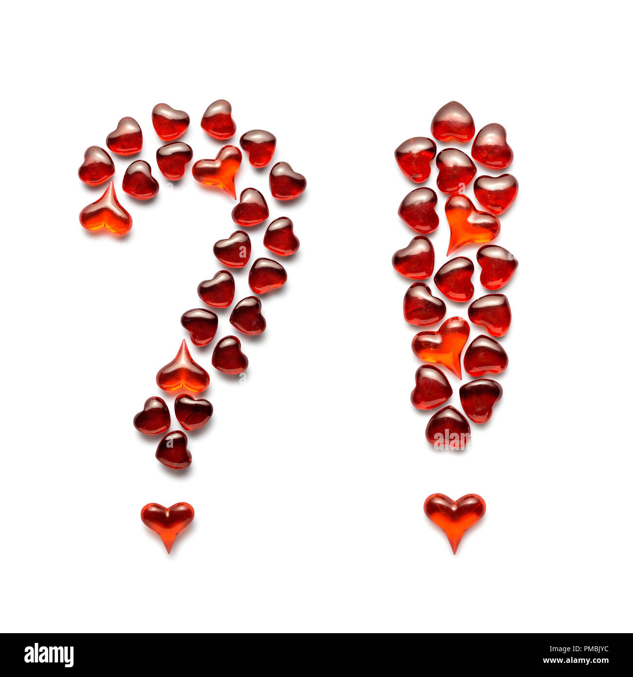 Creative valentines concept photo of question and exclamatory marks ...