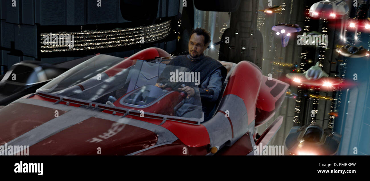 Senator Bail Organa (actor Jimmy Smits) speeds along the sky lanes of ...