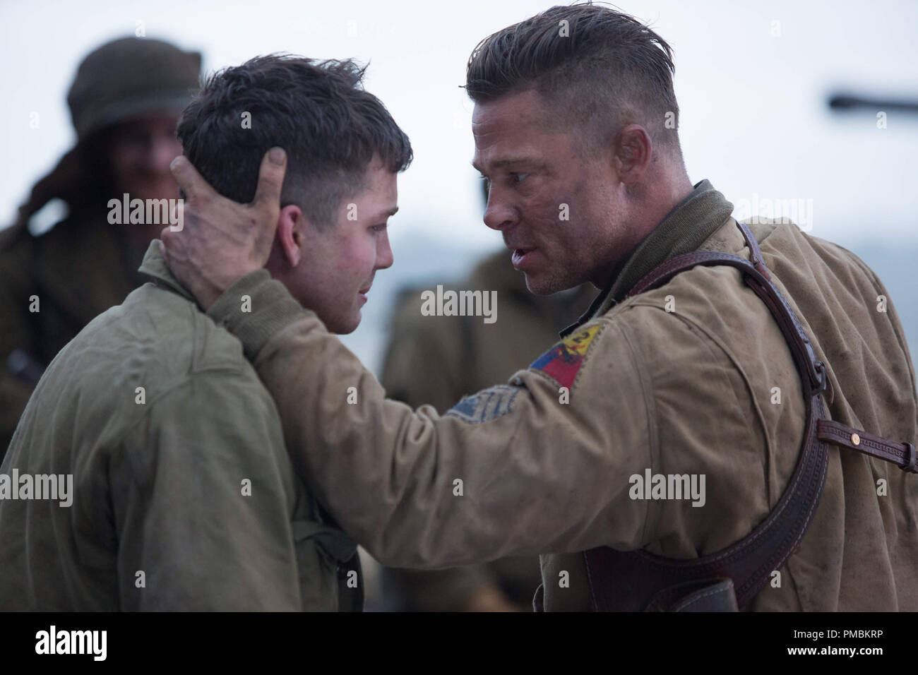 Wardaddy (Brad Pitt) with Norman (Logan Lerman) in Columbia Pictures' FURY Stock Photo - Alamy