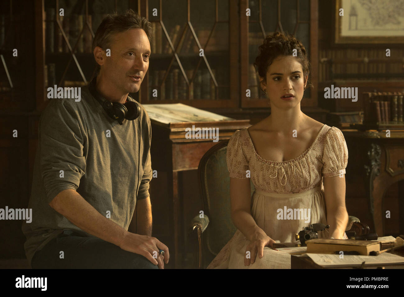 Director Burr Steers and Lily James on the set of Screen Gems' PRIDE ...