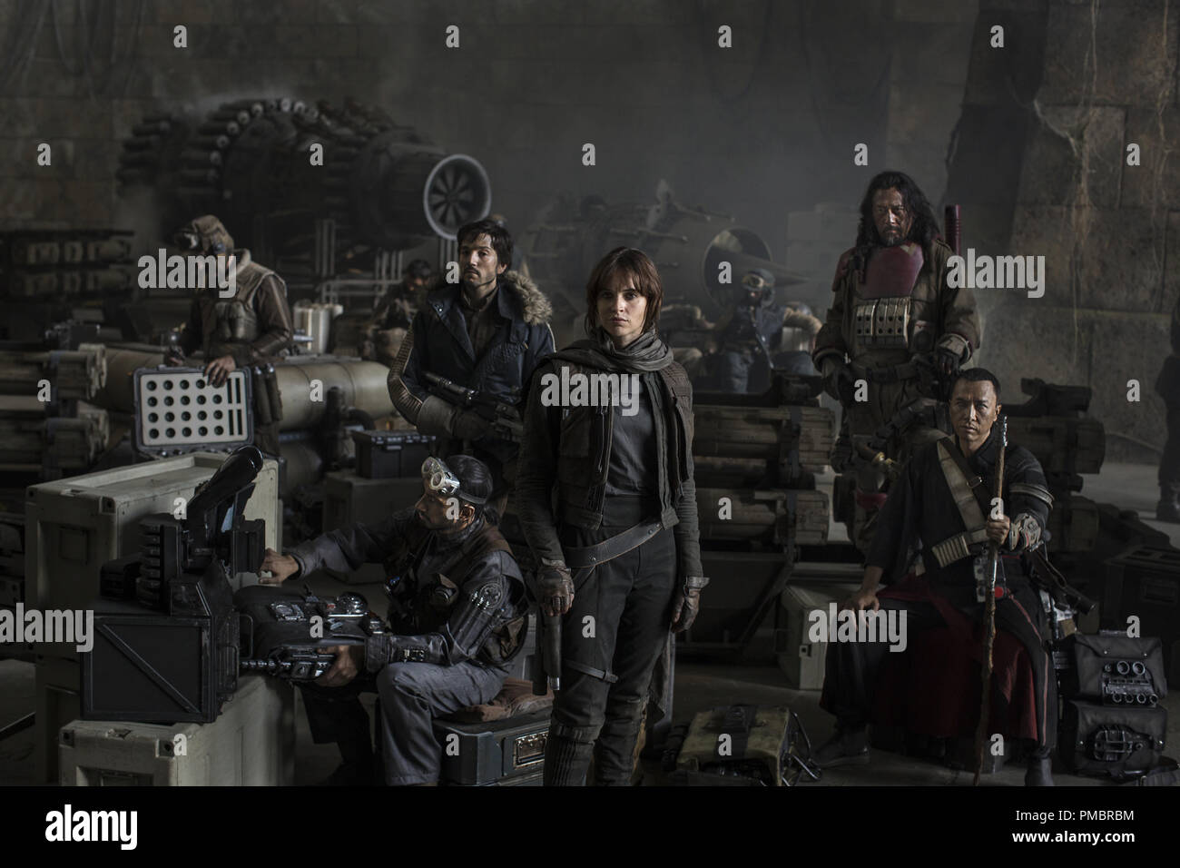 Star Wars: Rogue One..L to R: Actors Riz Ahmed, Diego Luna, Felicity ...