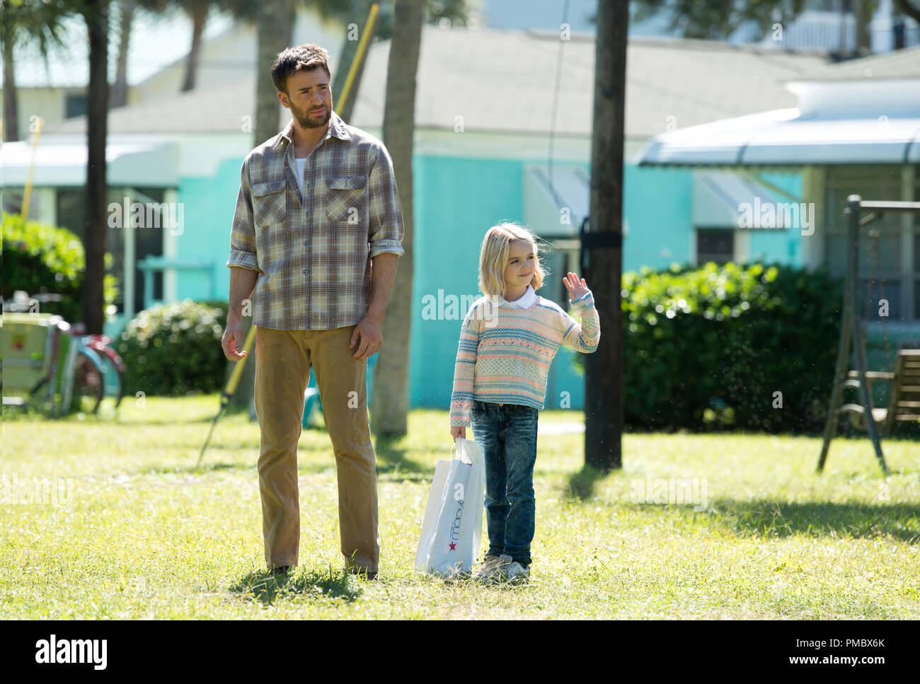Mckenna Grace as “Mary Adler” and Chris Evans as “Frank Adler” in the ...