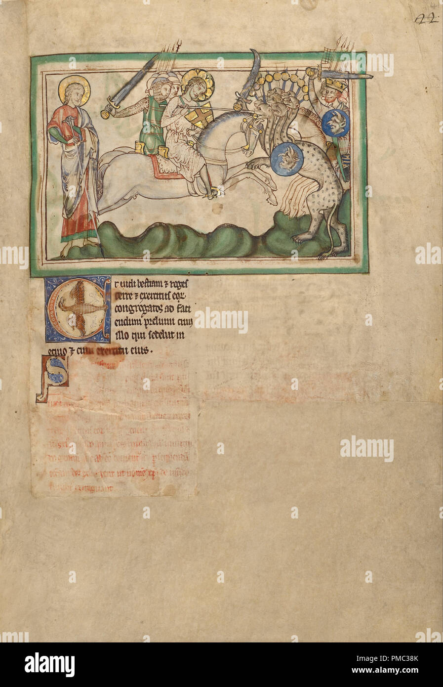 The Battle between the Horsemen and the Beast. Date/Period: Ca. 1255 ...