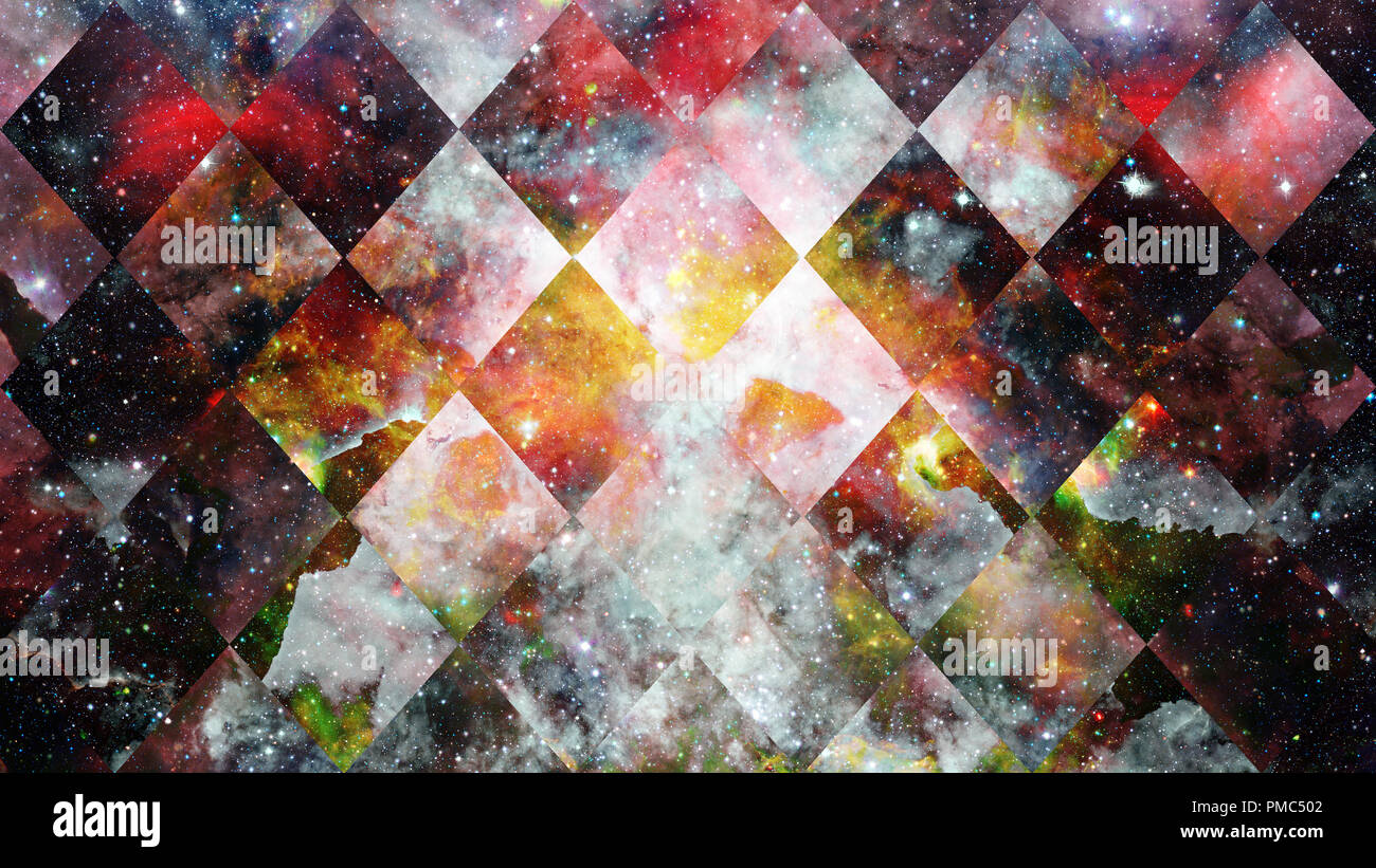 Universe, nebula, galaxy and the sacred geometry collage. Abstract ...