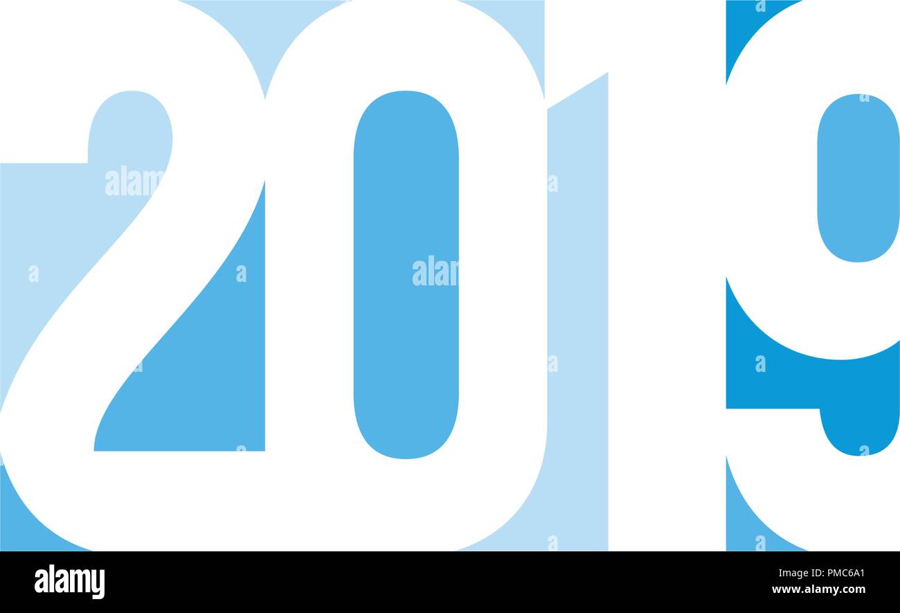 Happy New Year 2019 ice numbers, banner template. Blue and white vector ...