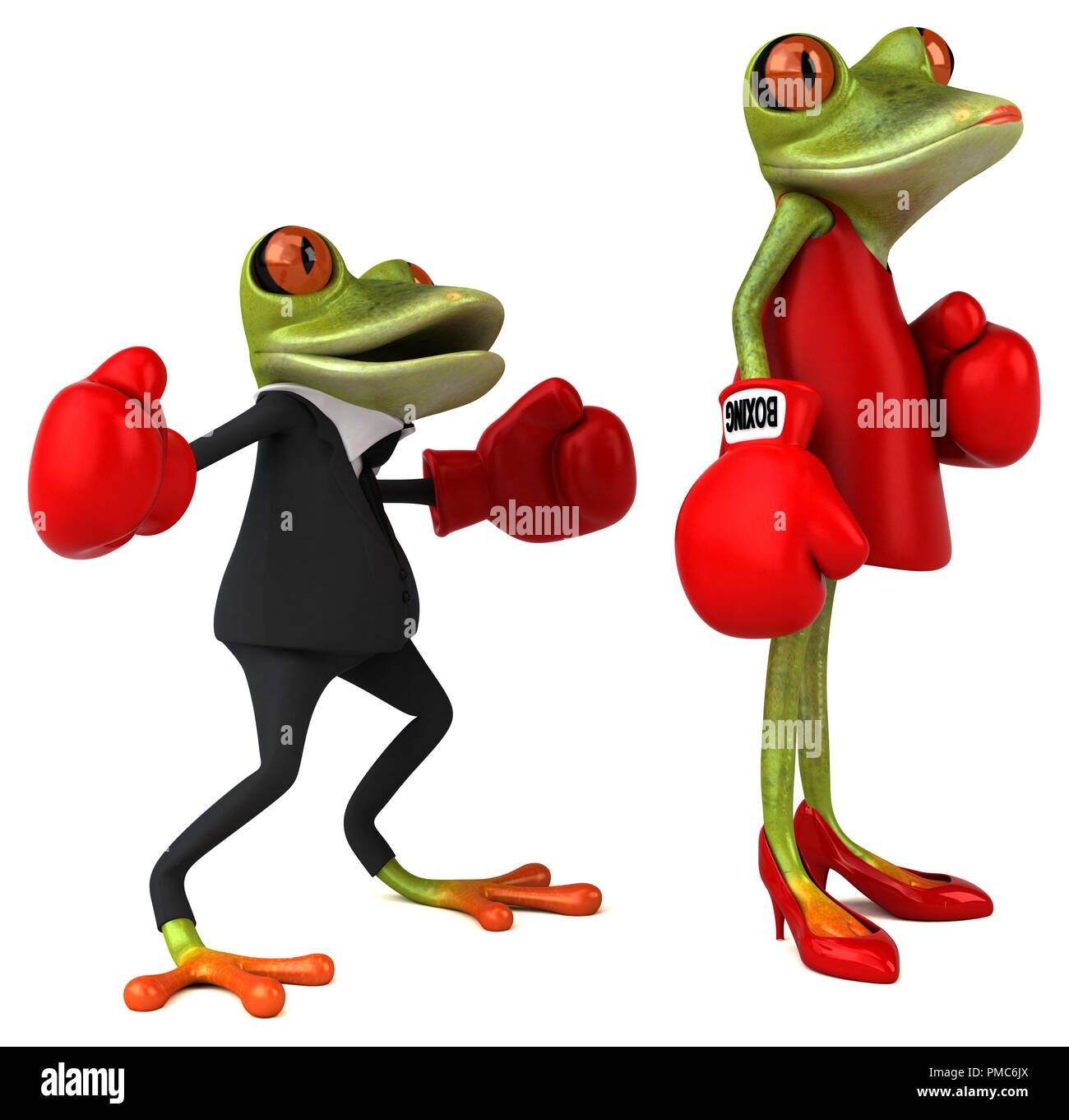 Fun frogs fighting - 3D Illustration Stock Photo - Alamy
