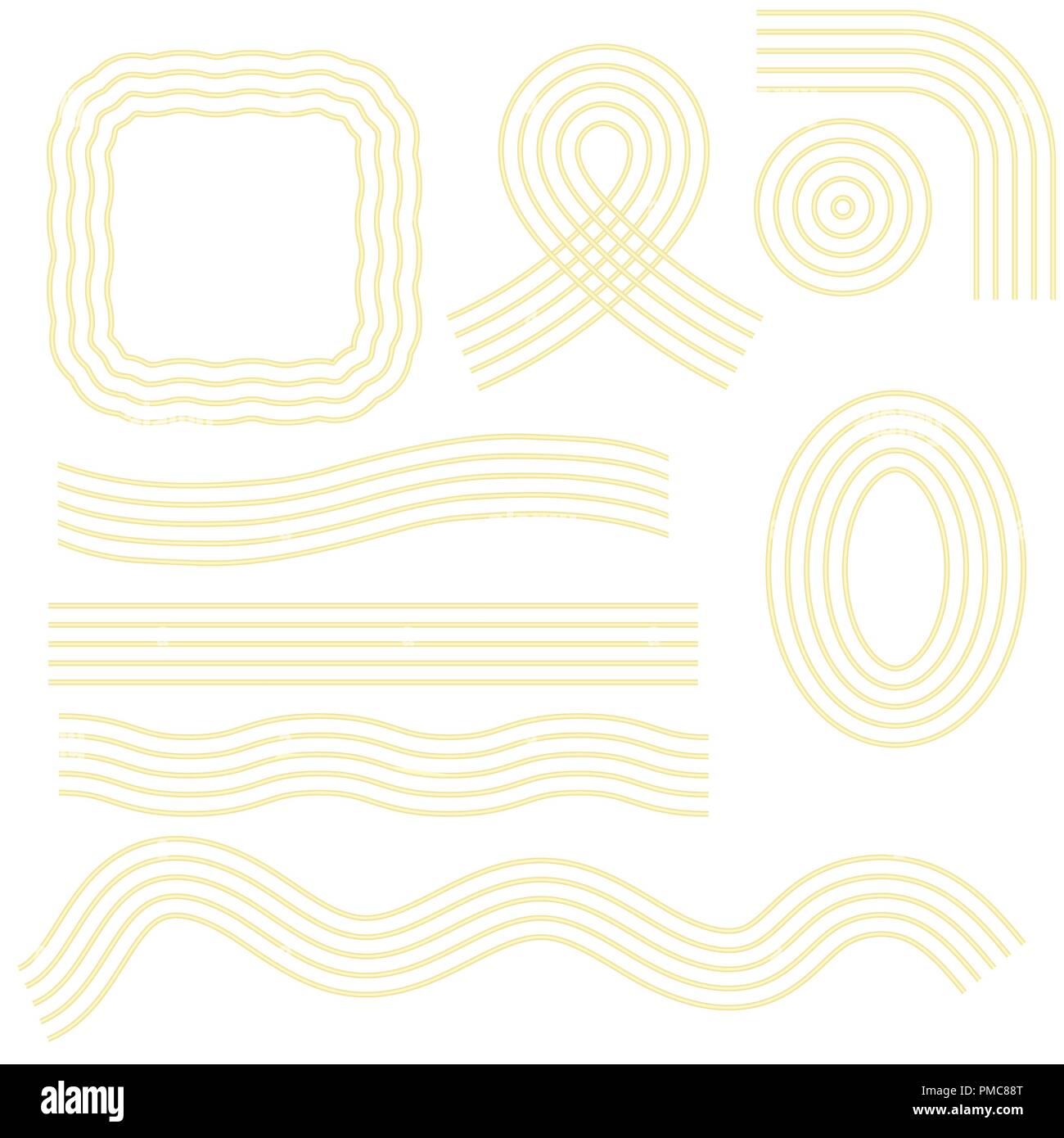 Set of Noodles. Italian Spaghetti or Boiled on White Background. Pasta ...