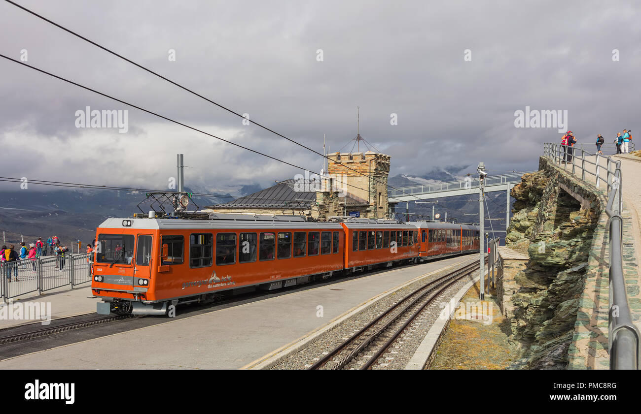 Mt. Gornegrat, Switzerland - September 16, 2018: Gornergrat railway ...