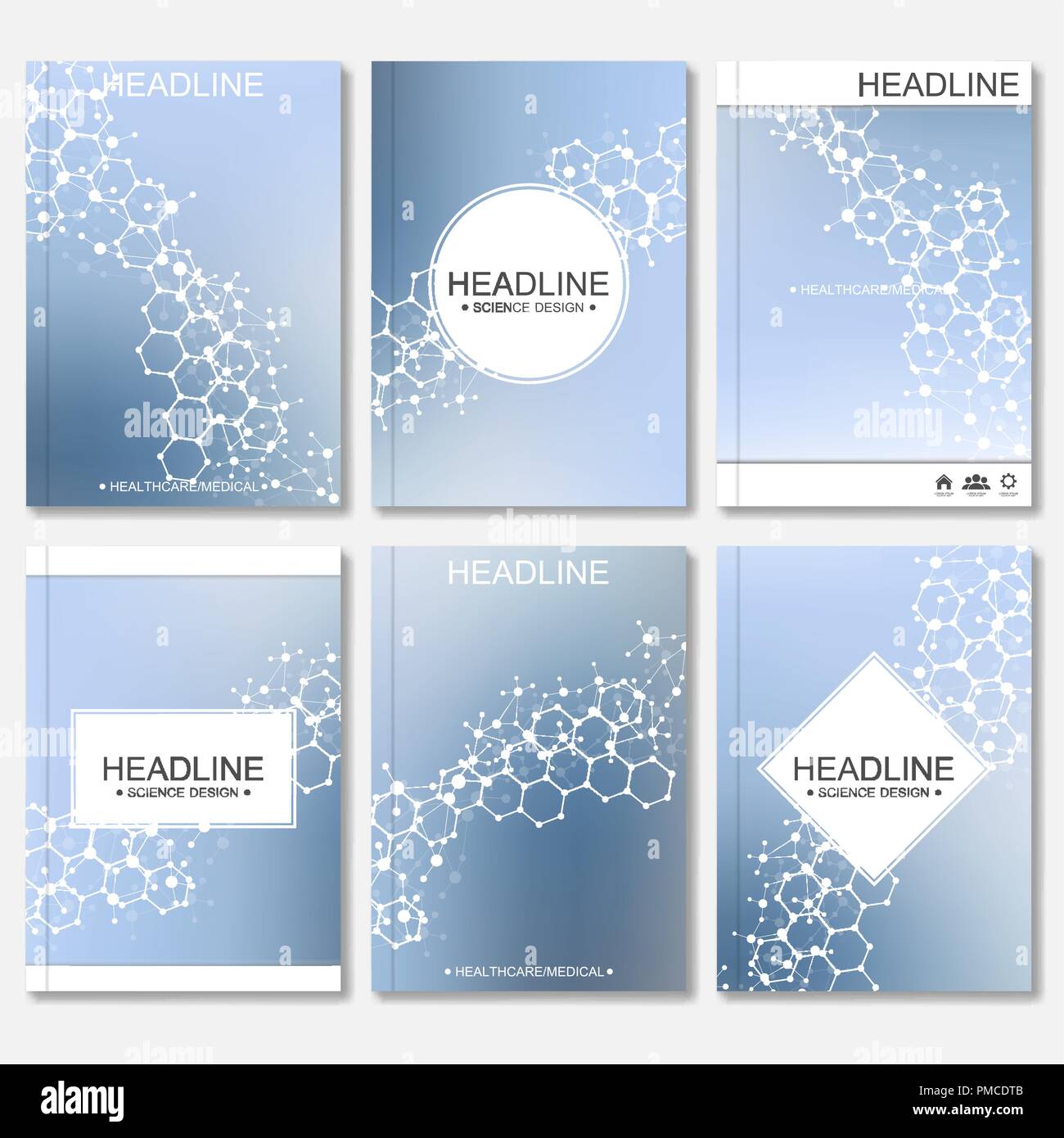 Scientific brochure design template. Vector flyer layout, Molecular ...