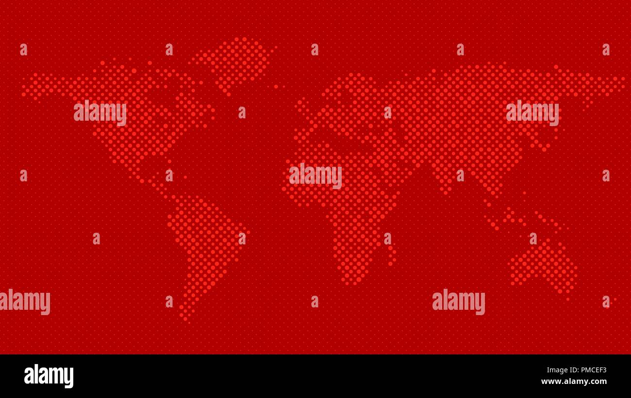 Red halftone world map background with dots Stock Vector Image & Art ...