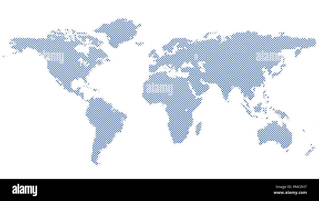 Blue halftone circle pattern world map background Stock Vector Image ...