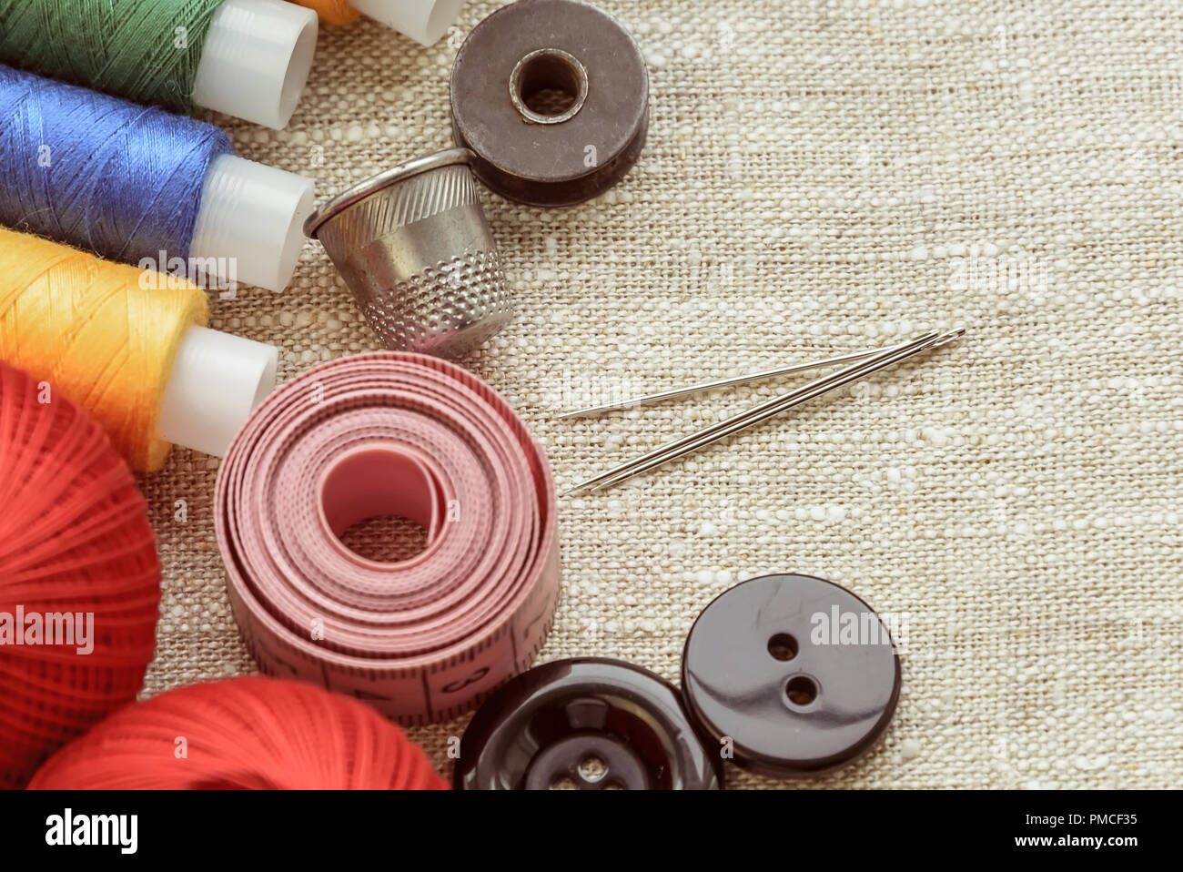 composition of seamstress, tailor, thread for sewing and for knitting ...