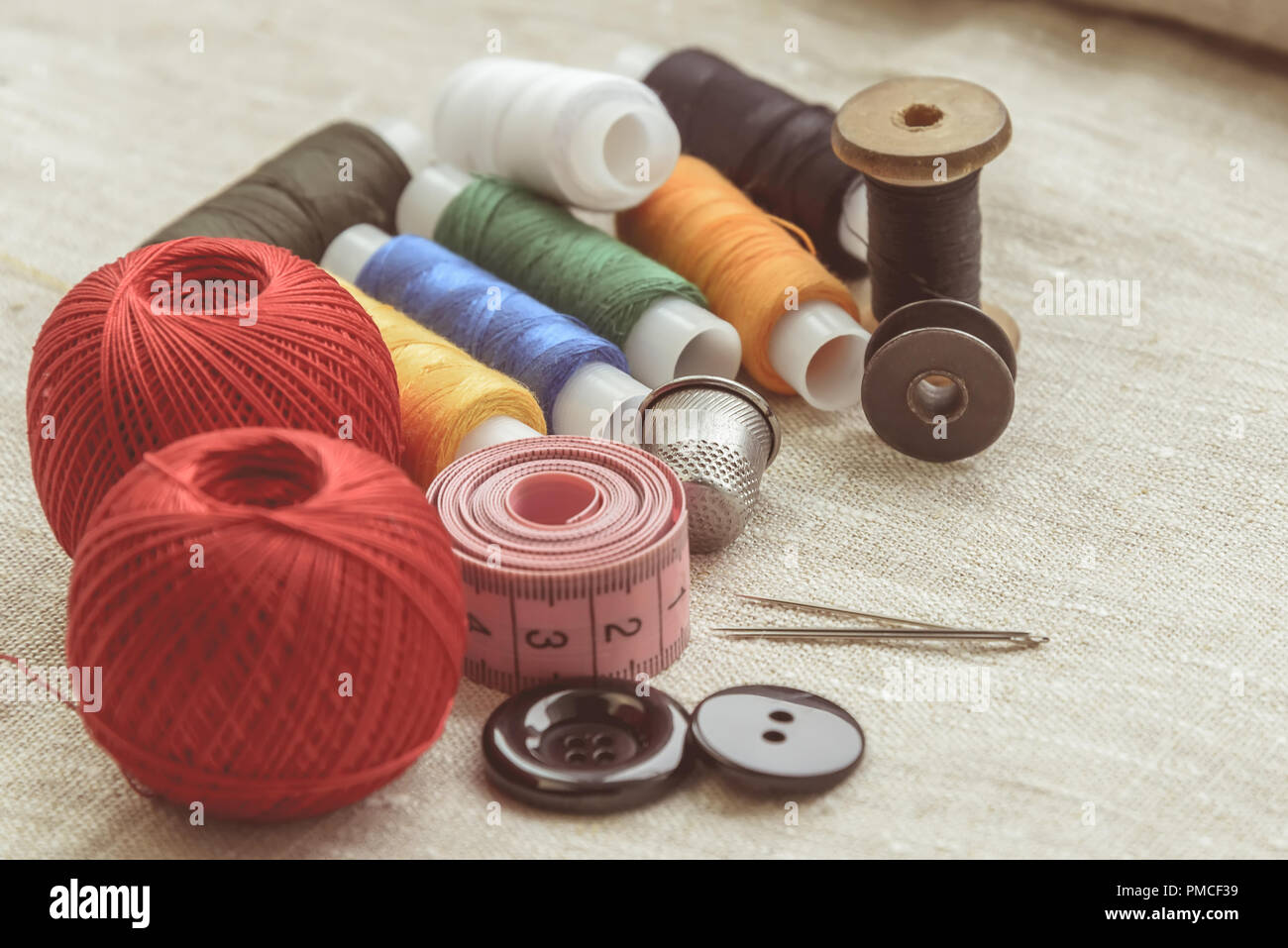 composition of seamstress, tailor, thread for sewing and for knitting ...